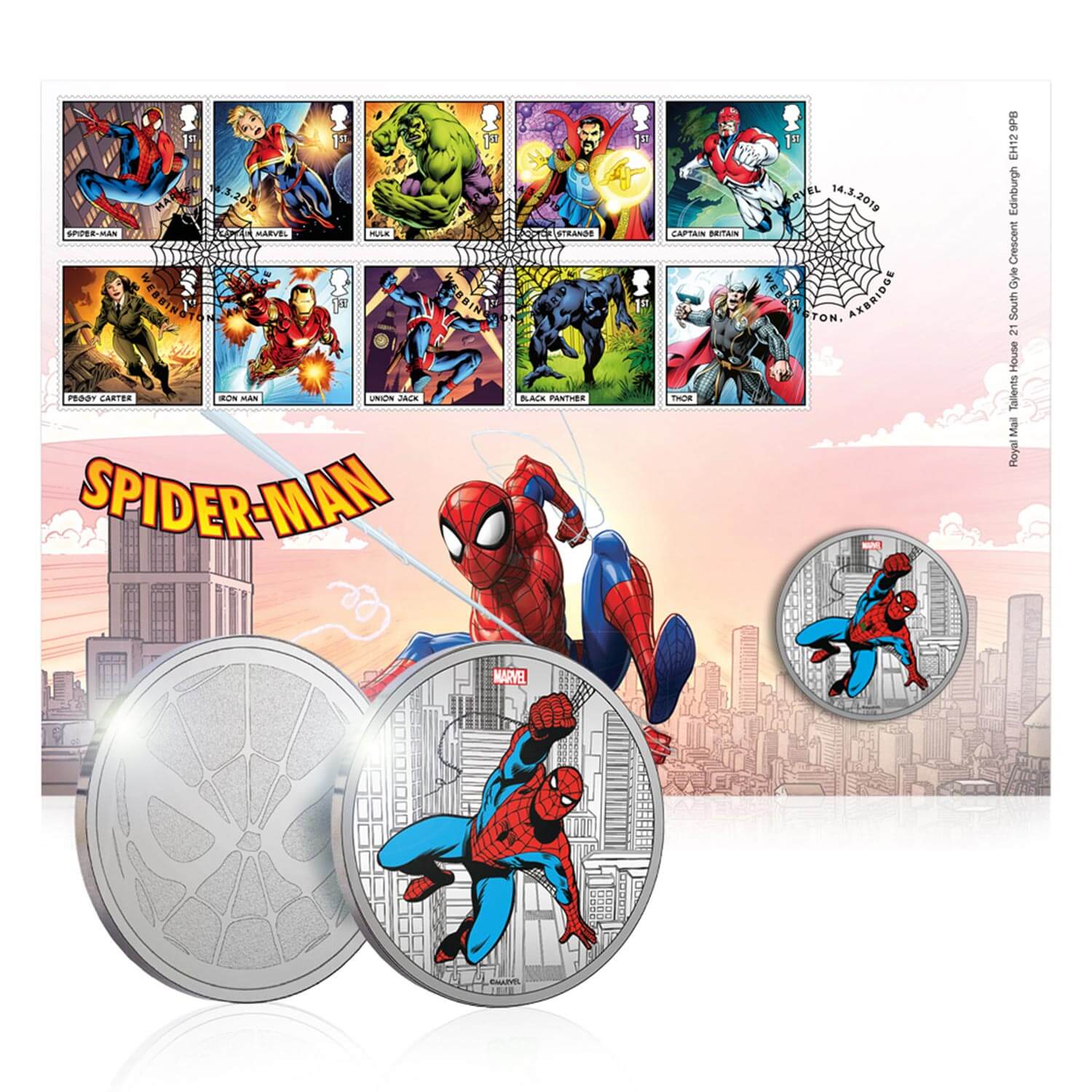 MARVEL Spider-Man Limited Edition BU Medal Cover | Royal Mint