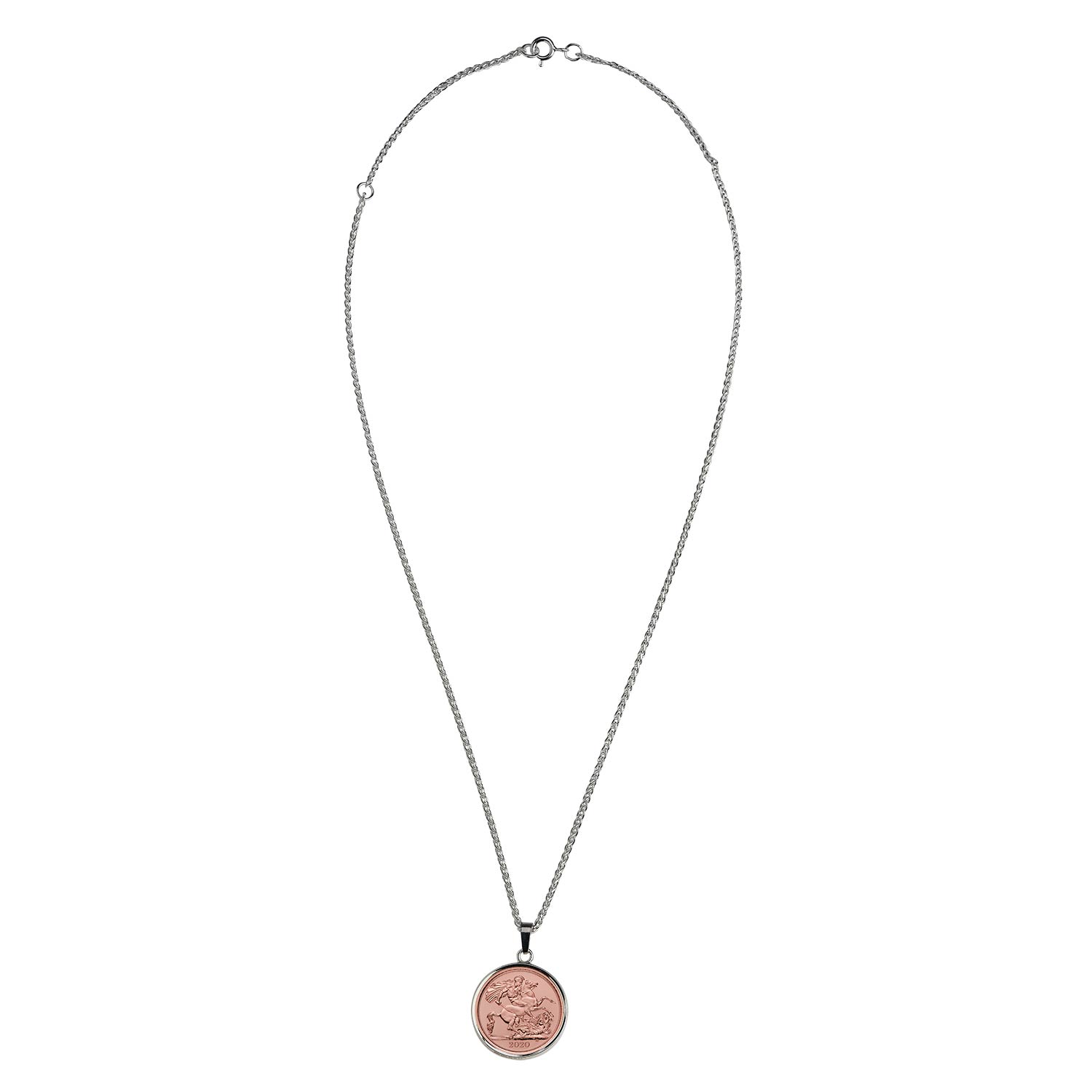 Sterling Silver 2020 Half Sovereign Charm Pendant Necklace | Royal Mint