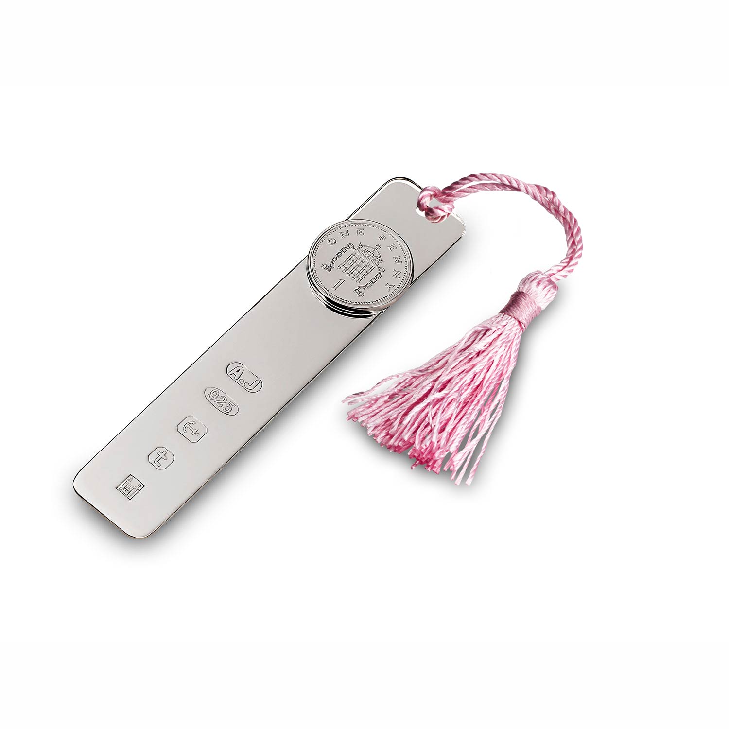 Sterling Silver Child's Bookmark with Pink Tassel and Silver Penny ...