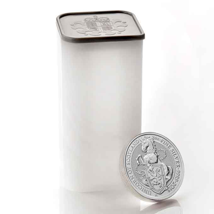 The Unicorn of Scotland 2oz Silver Bullion 10 Coin Tube | The Royal Mint