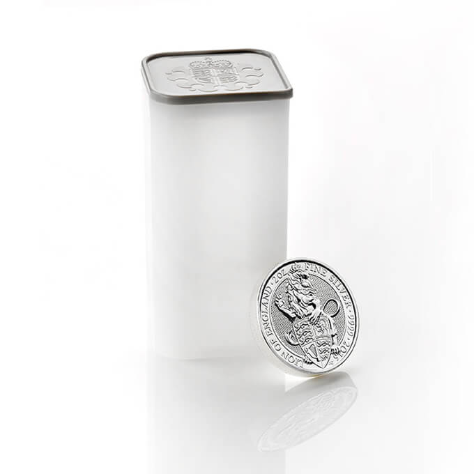 The Lion 2oz Silver Bullion Ten Coin Tube | The Royal Mint